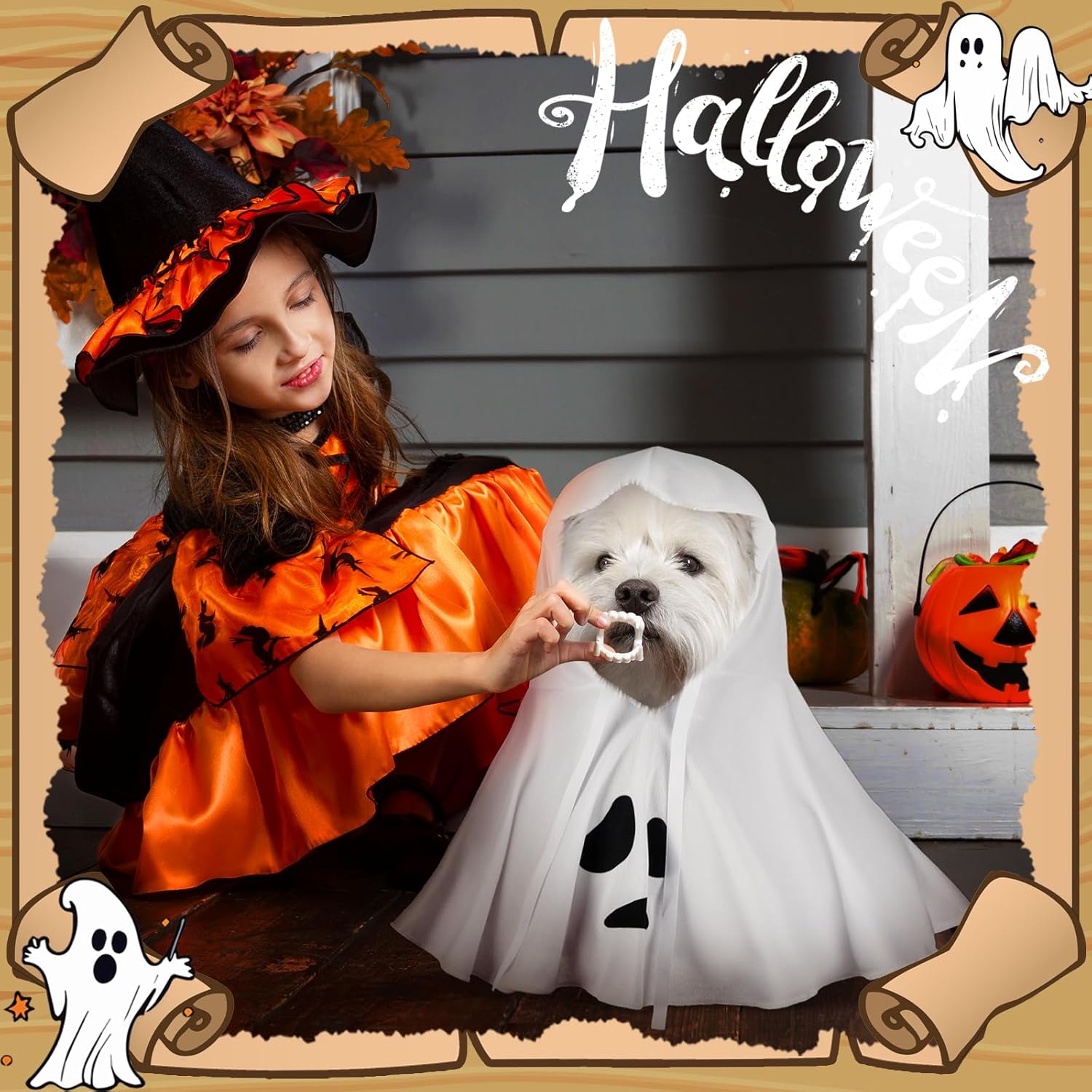 Halloween Ghost Dog Costume White Halloween pet Costume