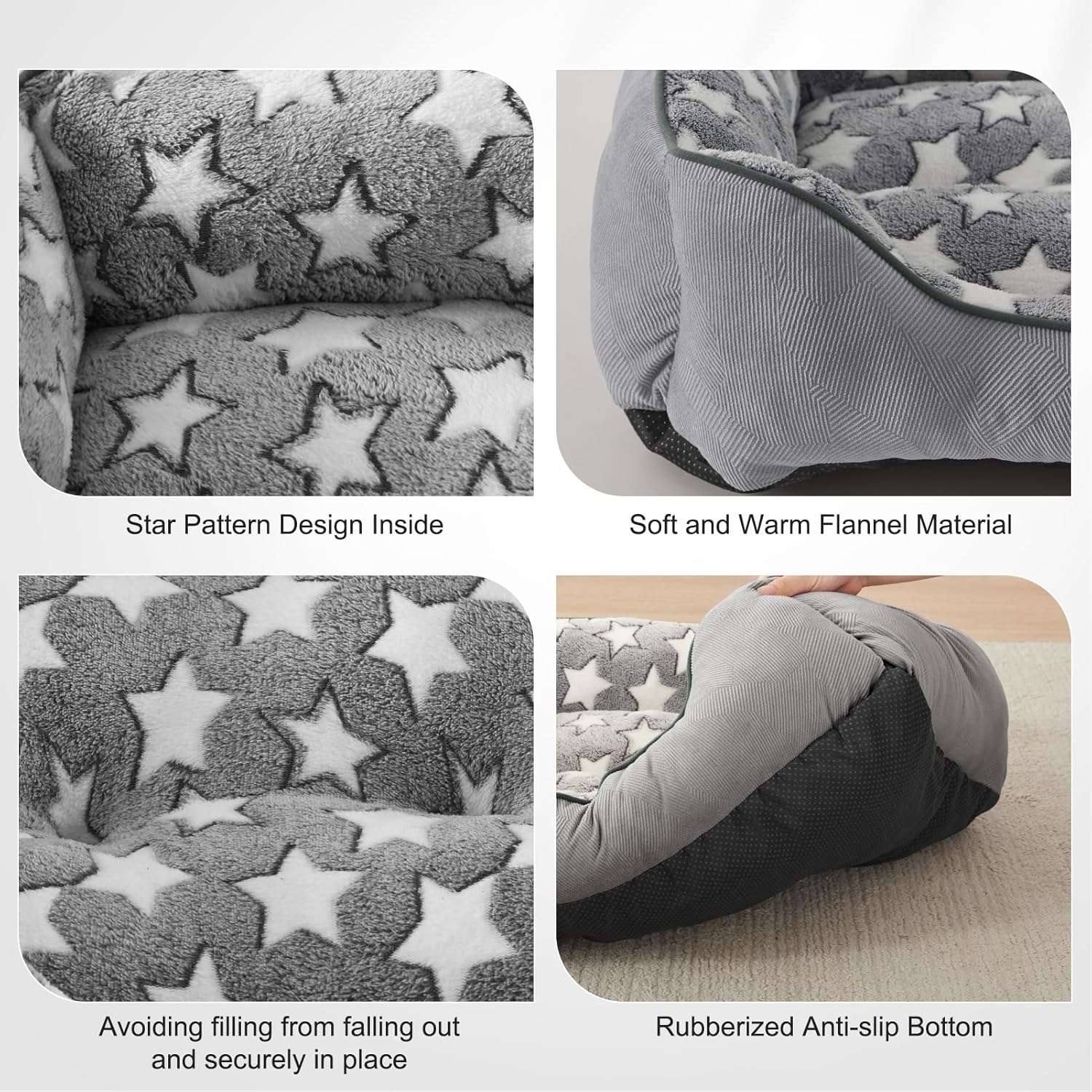Rectangle Dog Bed for Small Medium Dogs, Calming Dog Bed