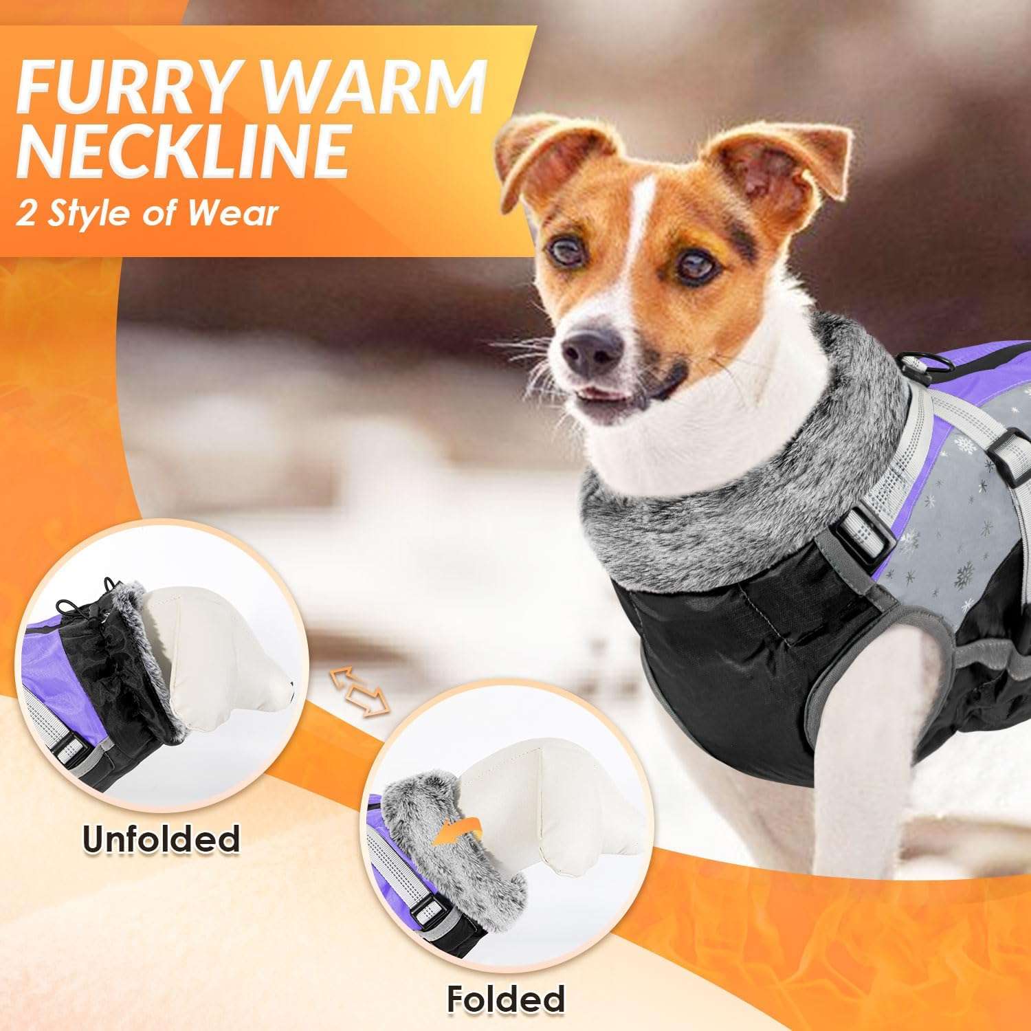 Dog Jacket with Harness Built in, Waterproof Fleece Winter Warm