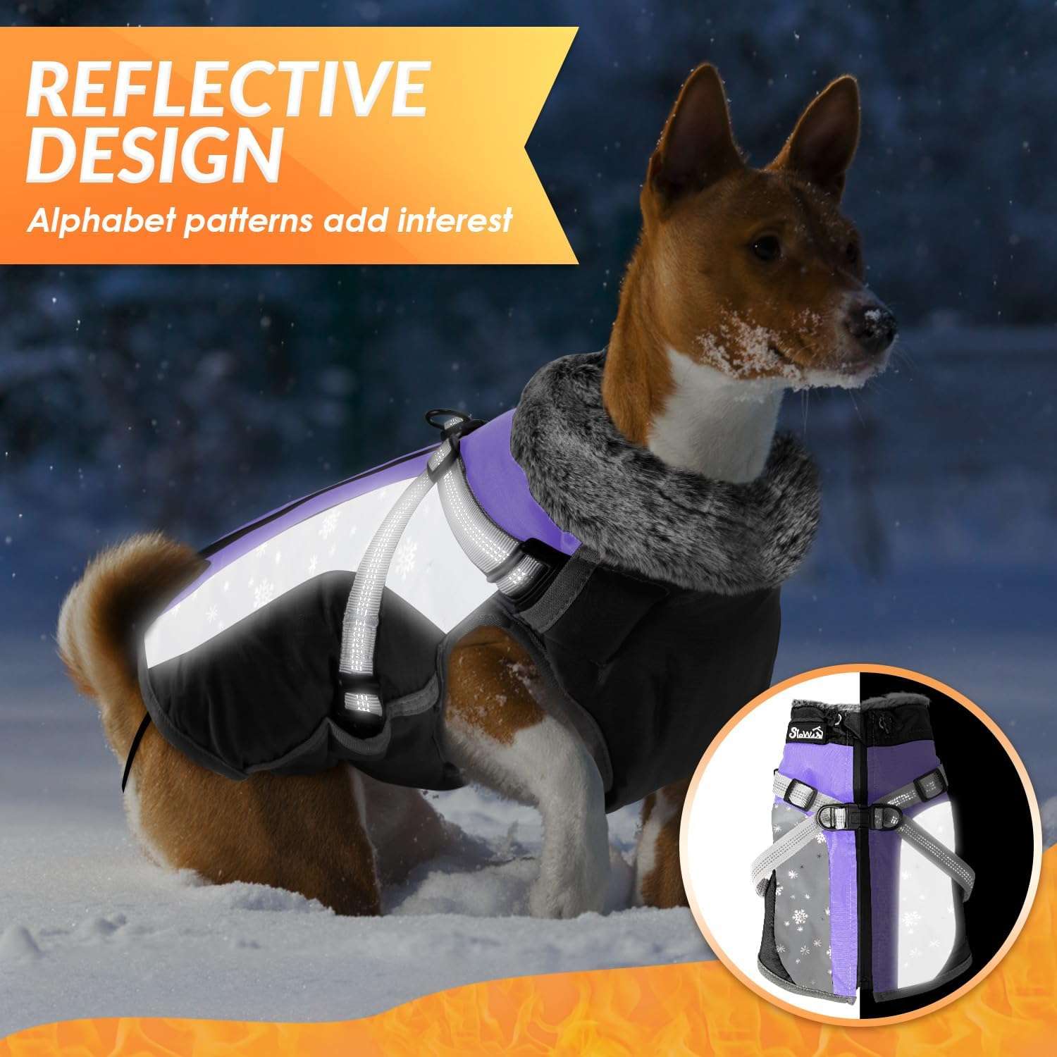Dog Jacket with Harness Built in, Waterproof Fleece Winter Warm