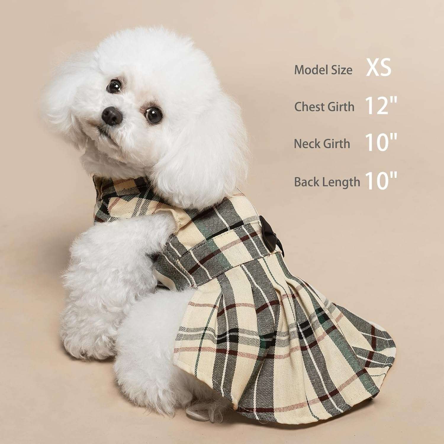 Classic Plaid Dog Dress Cute Puppy Clothes Outfit Small