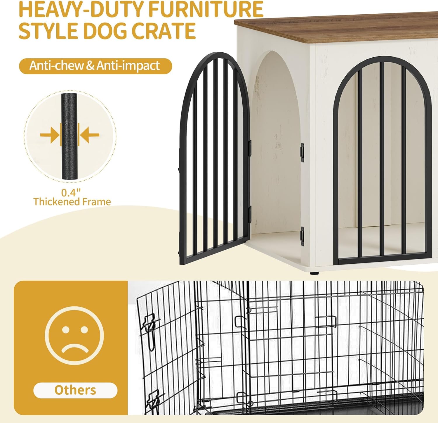 26.8'' Wooden Dog Crate Furniture, Indoor Dog Kennel Dogs Cage